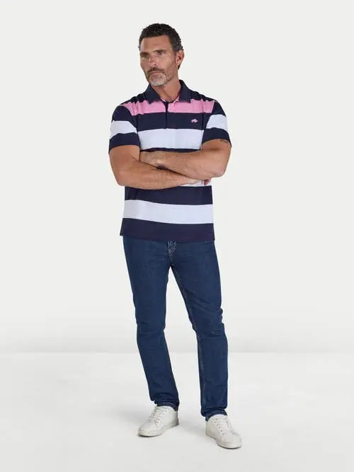 RAGING BULL Irregular Stripe Rugby T-shirt