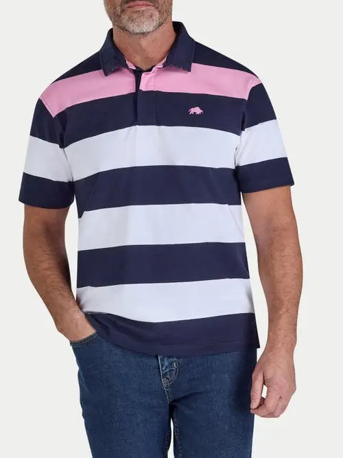 RAGING BULL Irregular Stripe Rugby T-shirt