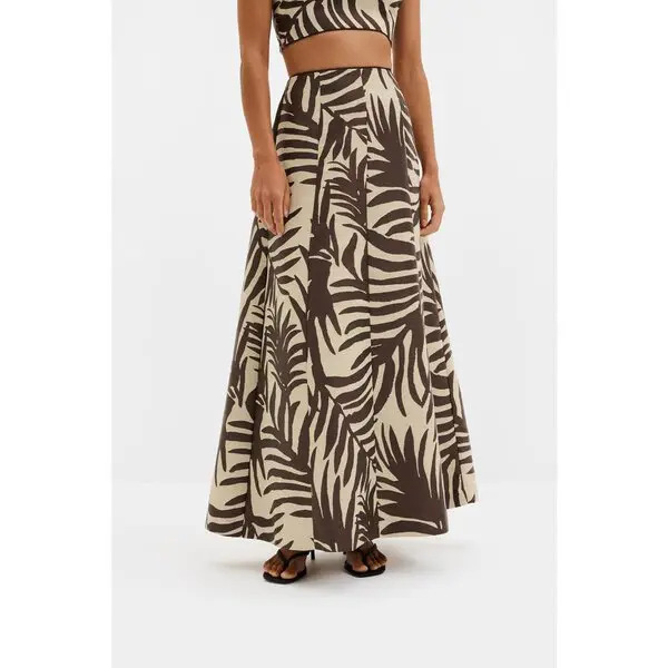 MALINA Meline Jacquard Midi Skirt - Burnt Leaf
