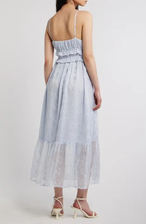 ALL IN FAVOR Ruffle Hem Eyelet Maxi Dress - Light Blue