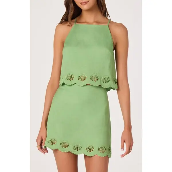 Astr The Label Taniya Cropped Embroidered Top - Green