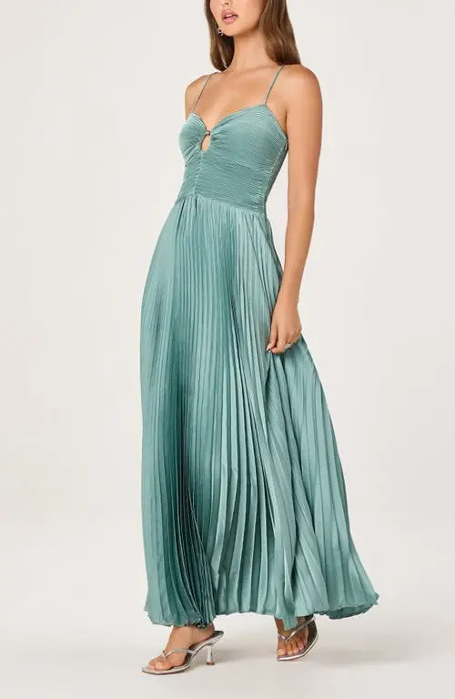 Astr The Label Alaia Pleated Evening Gown With Front Cutout