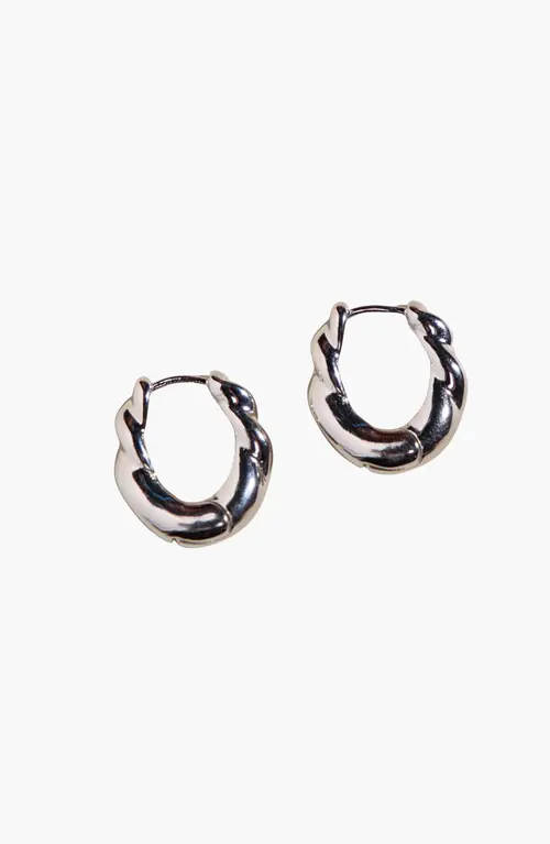 NICKEL & SUEDE Wide Twist Hoop Earrings - Silver
