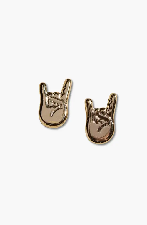 NICKEL & SUEDE Rock On Stud Earrings - Gold