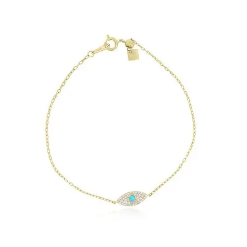 THE LOVERY FINE JEWELRY 18k Gold Evil Eye Diamond And Bracelet - Turquoise
