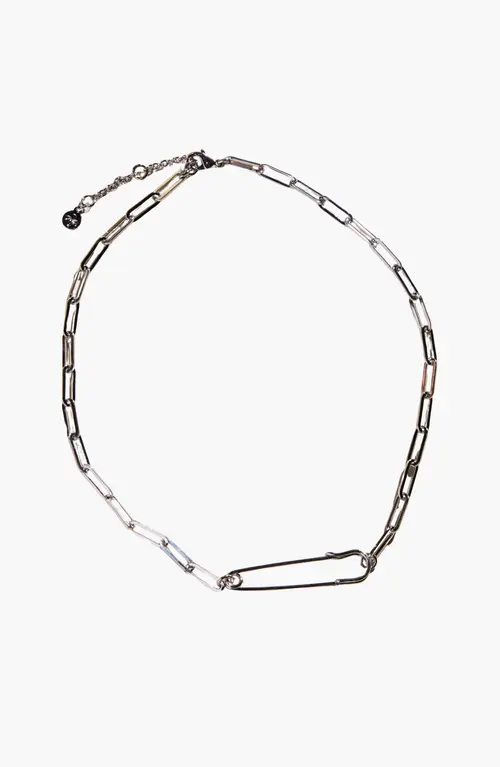 NICKEL & SUEDE Safety Pin Chain Necklace - Silver