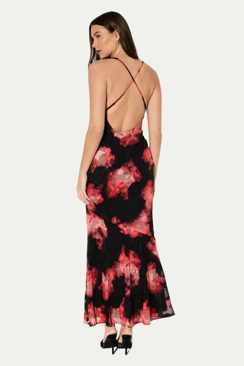 MISSPAP Burnout Scoop Neck Bias Maxi Dress