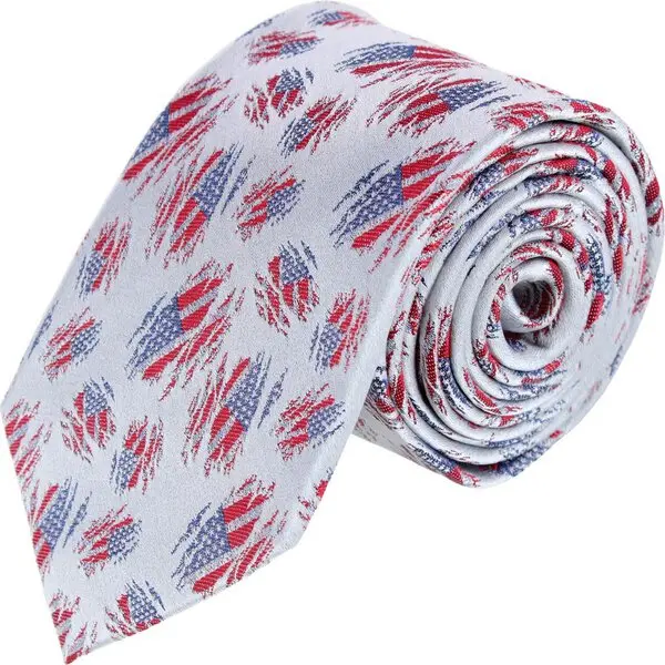 Trafalgar Stars & Stripes Secret Silk Novelty Necktie - Silver