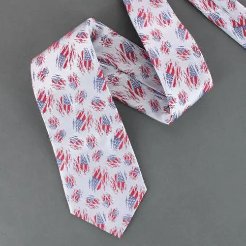 Trafalgar Stars & Stripes Secret Silk Novelty Necktie - Silver