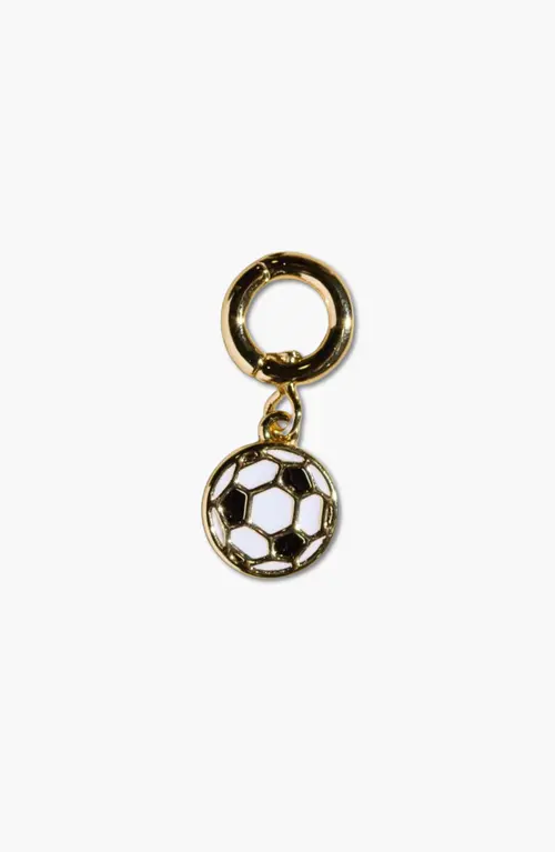 NICKEL & SUEDE Brass Soccer Ball Charm With Enamel - Gold