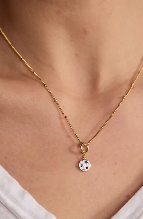 NICKEL & SUEDE Brass Soccer Ball Charm With Enamel