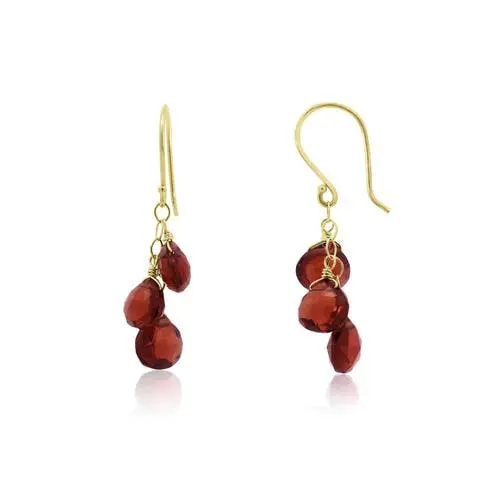THE LOVERY FINE JEWELRY Bead Dangle Earrings In 14k Yellow Gold - Garnet