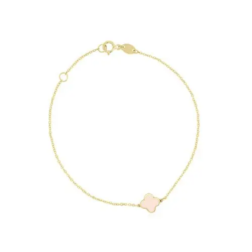 THE LOVERY FINE JEWELRY 14k Yellow Gold Single Clover Bracelet With - Pink Pearl