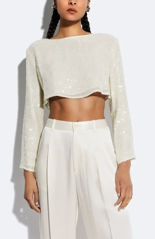 Lapointe Sequin Cropped Boatneck Top - Cream