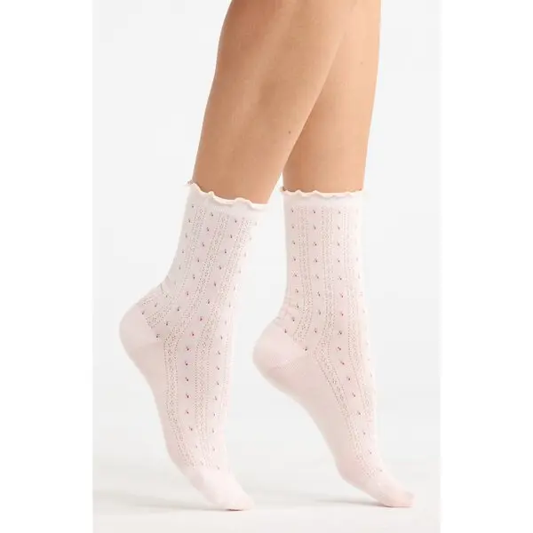 CASA CLARA Margot Pointelle Crew Socks - Pink