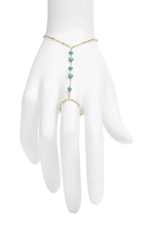 VIDAKUSH Turquoise Stone Hand Chain - Gold