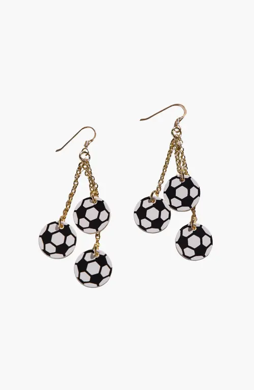 NICKEL & SUEDE Striker Soccer Leather Earrings - Silver