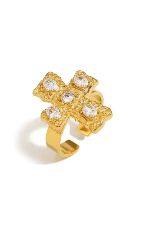 VIDAKUSH Belvedere Cross Ring - Clear/gold