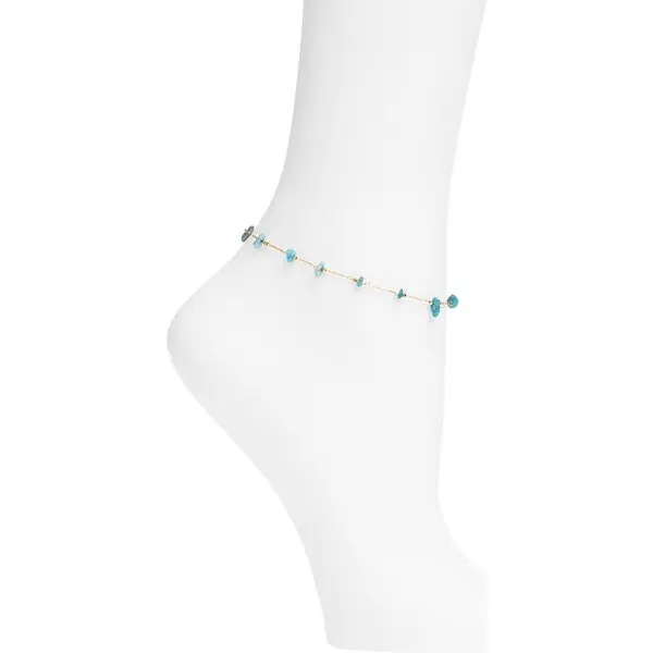 VIDAKUSH Plated Turquoise Anklet - Gold