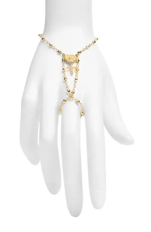 VIDAKUSH Hand Chain With Rosary Cross Pendant - Gold