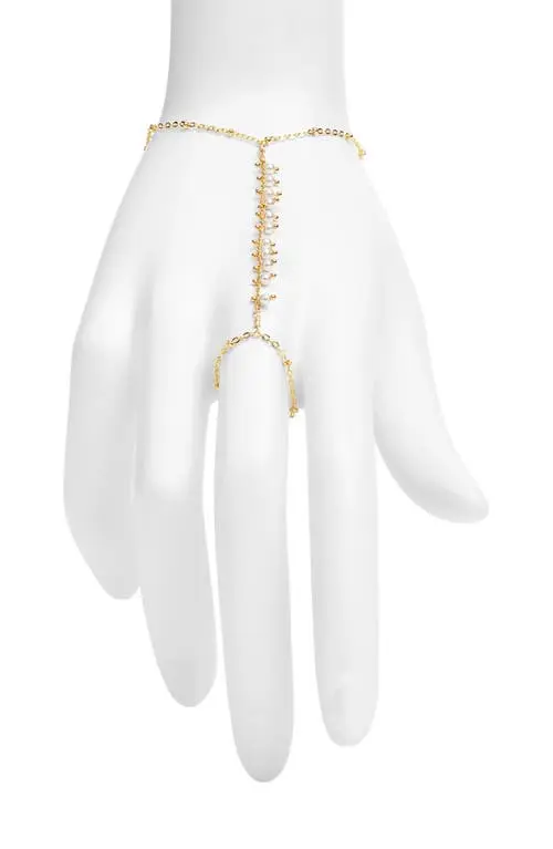 VIDAKUSH Faux Pearl Cluster Hand Chain - Gold