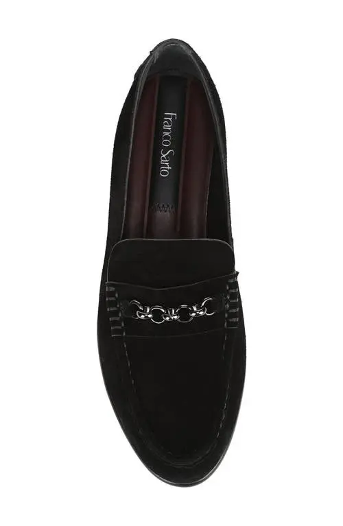 Franco Sarto Maris Suede Chain Loafer - Black