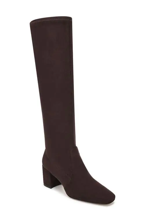Franco Sarto Knee High Stretch Knit Boots - Dark Brown
