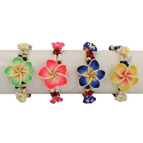 BEACHCOMBERS Plumeria Flower Pack Of 24 Bracelet Set 5 - Pink