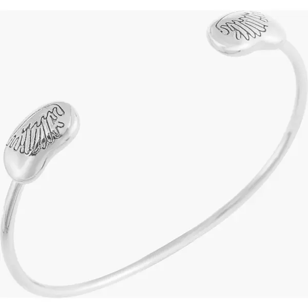 JOIANA JEWELRY Sculptural Bean-shaped Cuff With Wing Engraving - White Silver