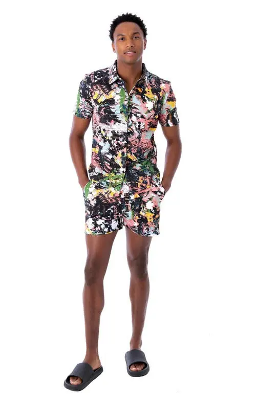 DAI MODA Frenzy Print Pull-on Shorts