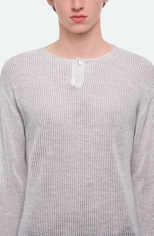 Helmut Lang Texture Henley Sweater - Cool Grey