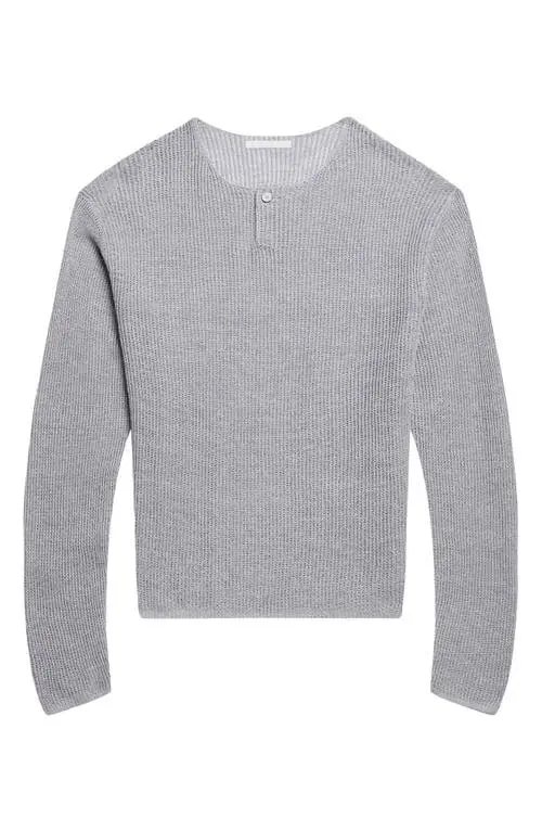 Helmut Lang Texture Henley Sweater - Cool Grey