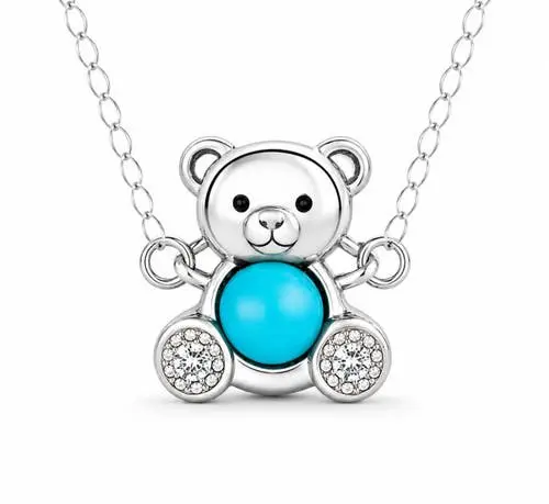 DONATELLO GIAN Turquoise Bear Pendant Necklace - Silver