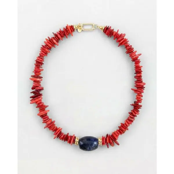 BY LILLA Flamma Necklace With Jade And Gold Details - Scarlett