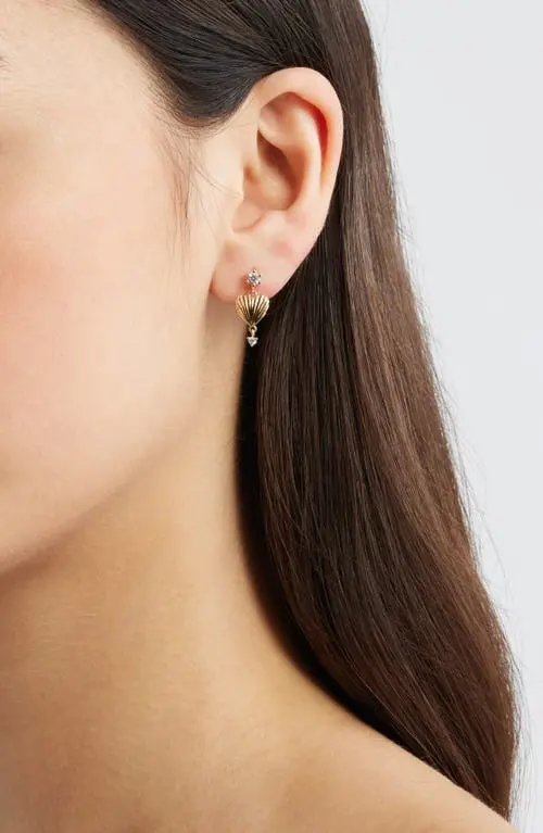 CHILD OF WILD Tides Cubic Zirconia Shell Heart Drop Earrings