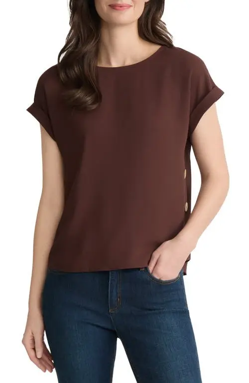 Jones New York Side Button Detail Top - Fudge