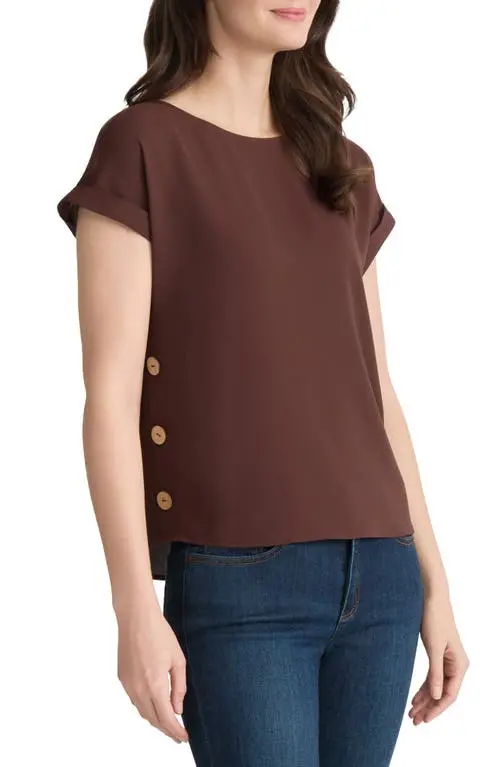 Jones New York Side Button Detail Top - Fudge