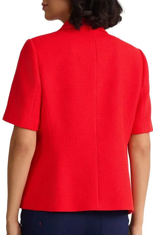 Jones New York Short Sleeve Double Breasted Textured Blazer