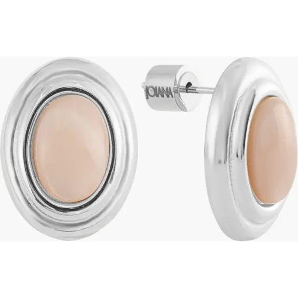 JOIANA JEWELRY Eloise Oval Mother Of Pearl Stud Earrings - White Silver