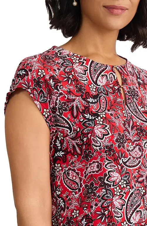 Jones New York Paisley Keyhole Crepe Knit Top