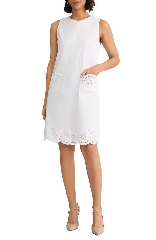Jones New York Sleeveless Eyelet Mini Dress - Soft White