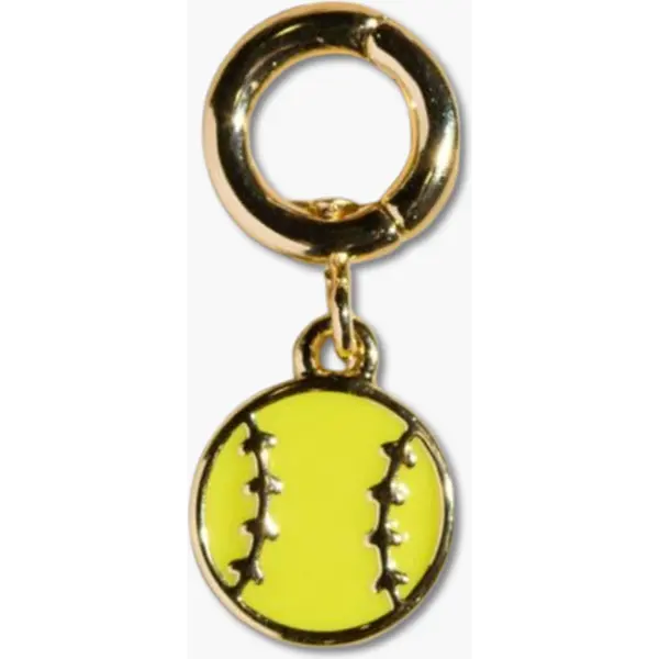 NICKEL & SUEDE 14k Gold Plated Brass Enamel Softball Charm - Citron