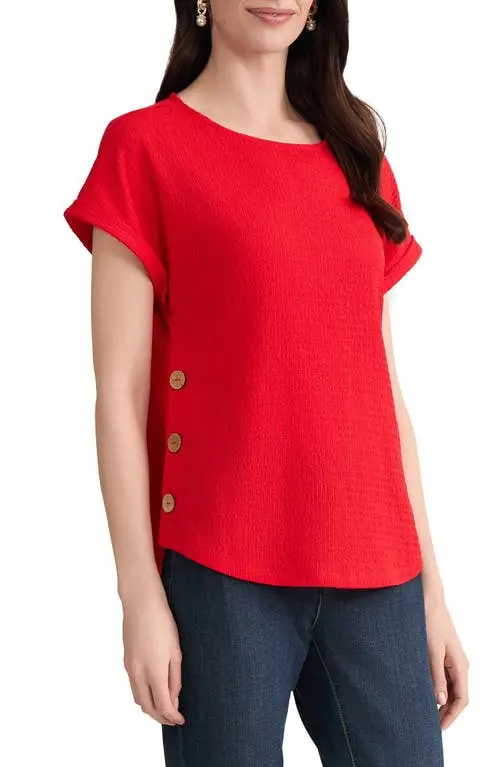 Jones New York Textured Button Detail Top