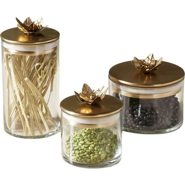 BE HOME Lily Botanical Canisterset Of 3 - Clear