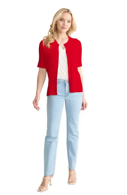 Jones New York Rib Short Sleeve Cardigan