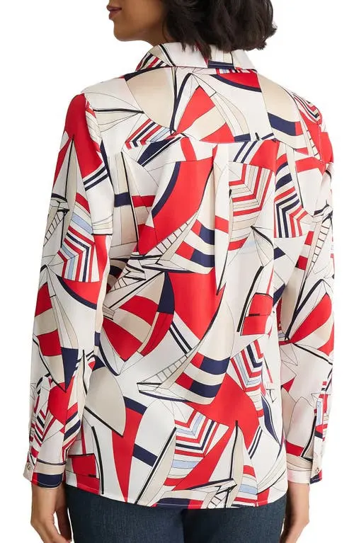 Jones New York Geometric Print Button-up Shirt