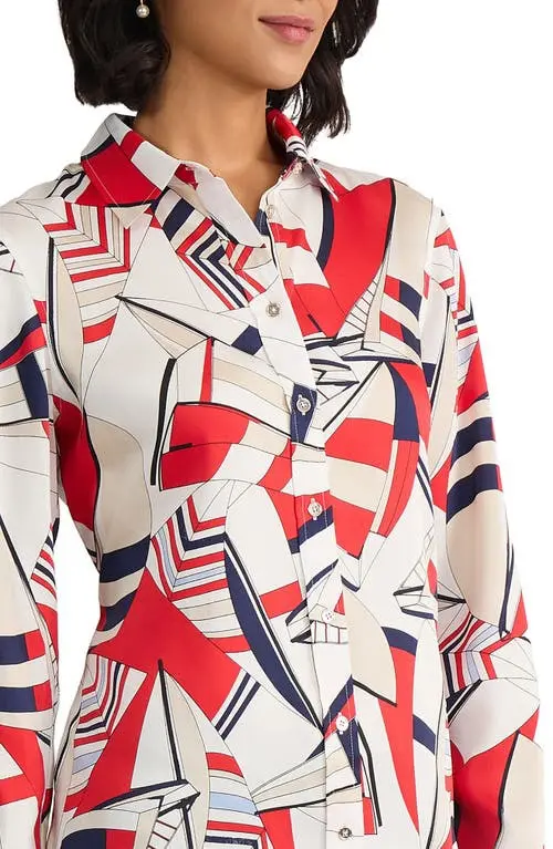Jones New York Geometric Print Button-up Shirt