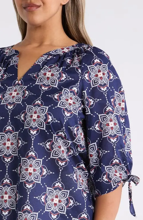 Jones New York Geometric Print Cotton Top