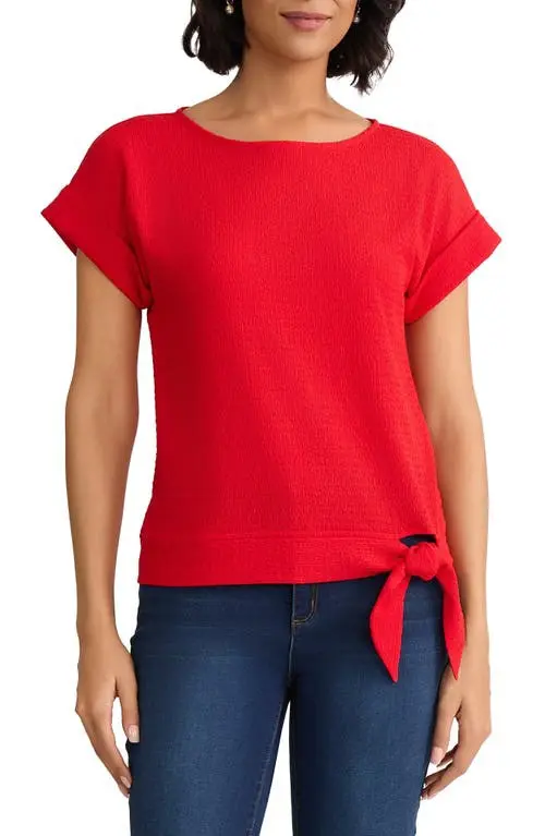 Jones New York Textured Dolman Top With Side Tie - Rouge