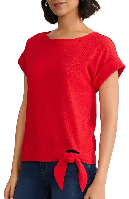Jones New York Textured Dolman Top With Side Tie - Rouge